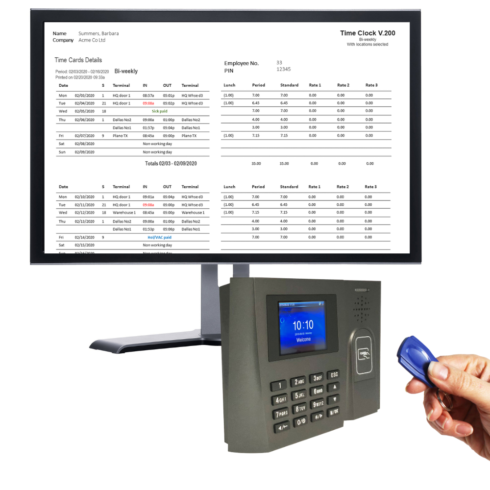 Time clock Proximity RFID tag time recorder Free support – Time Systems Inc