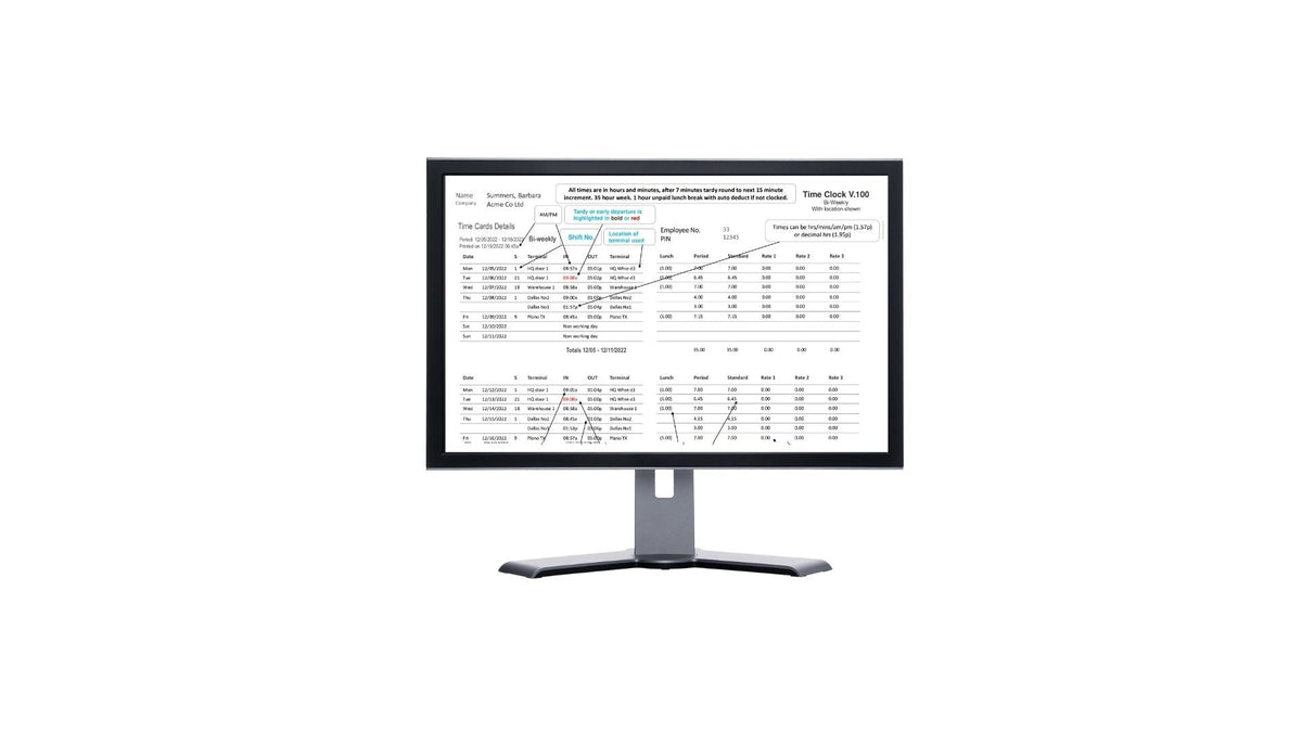 Time clock Fingerprint time recorder Geotime 100 – Time Systems Inc