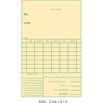 Time clock cards – Time Systems Inc