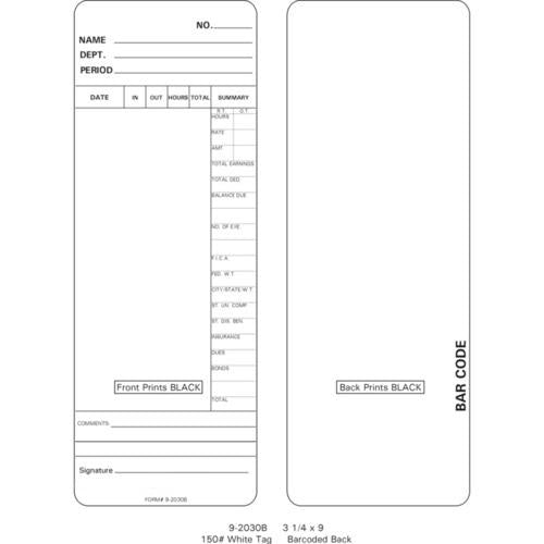 9-2030B Time Cards (Pack of 1000's) – Time Systems Inc