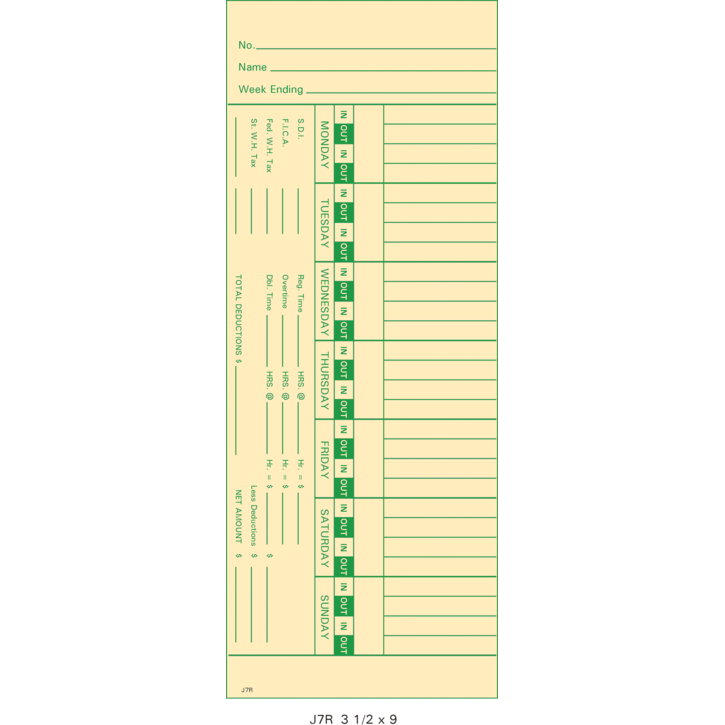 J7R Time Cards (Pack of 1000's) – Time Systems Inc