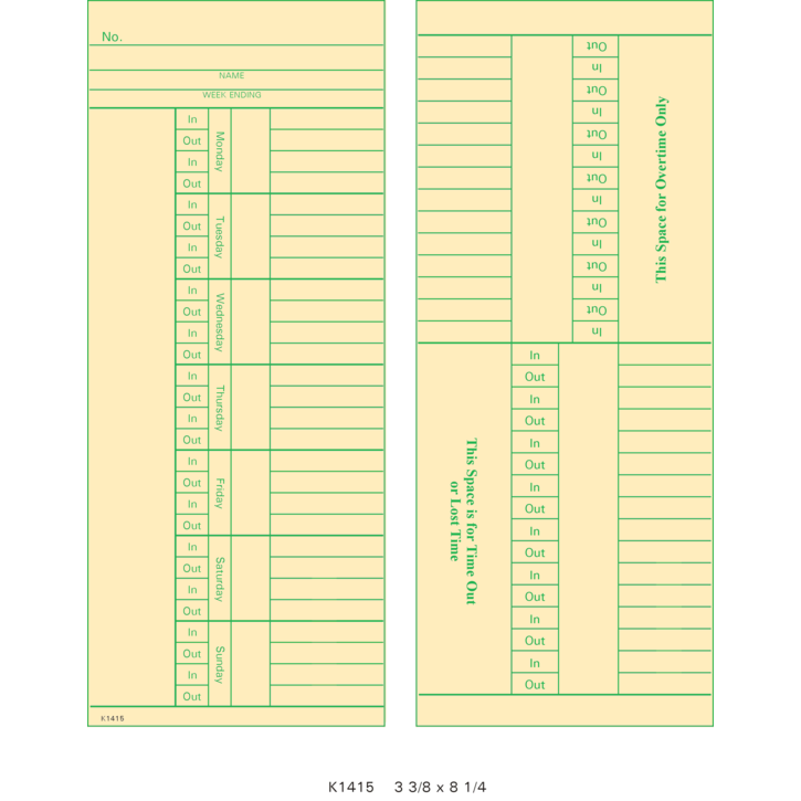 TOPS 1260 Time Cards (Pack of 1000's) – Time Systems Inc