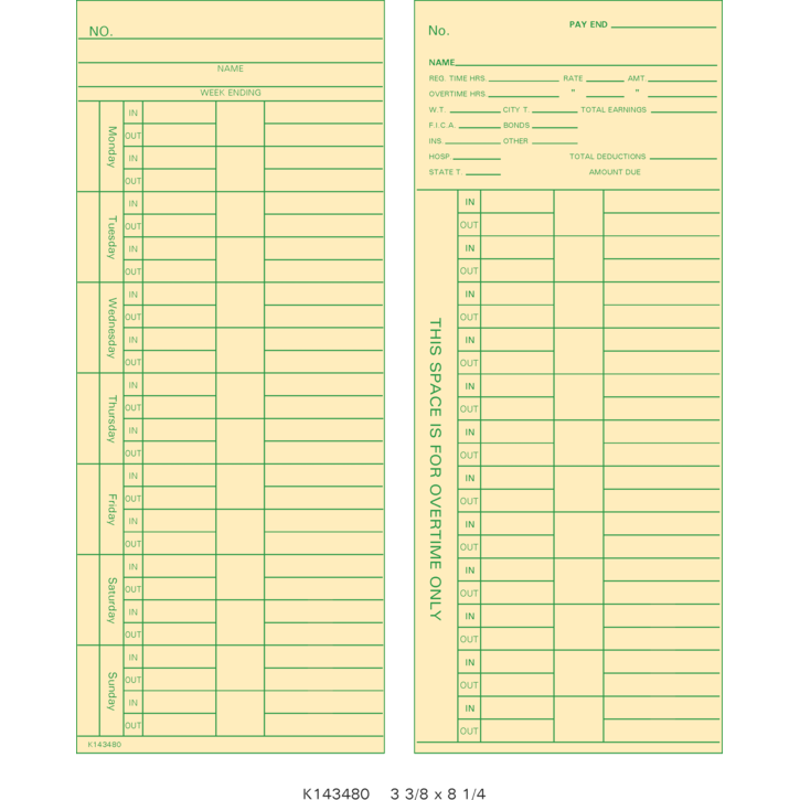 K143480 Time Cards (Pack of 1000's) – Time Systems Inc