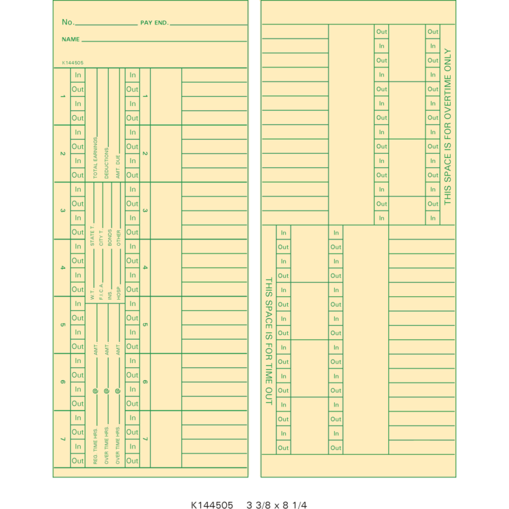 Simplex 1950-9307 Time Cards (Pack of 1000's) – Time Systems Inc